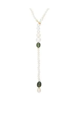LOREN STEWART Poet Lariat Necklace In Yellow Gold And Tourmaline