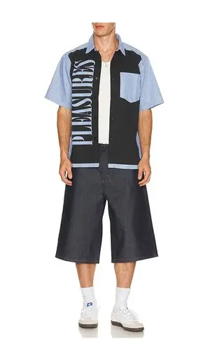 PLEASURES Onyx Button Up Shirt In . Also