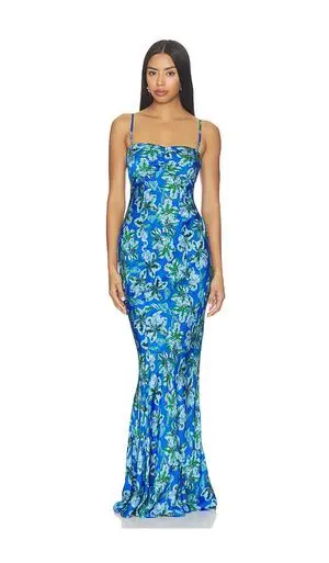 Saloni Renee Long Dress In . Also - Blue