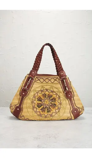 FWRD RENEW Gucci Raffia Pelham Embroidered Hobo Bag