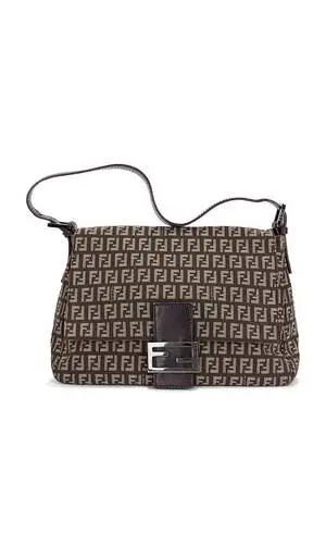FWRD RENEW Fendi Zucchino Mama Baguette Shoulder Bag - Brown