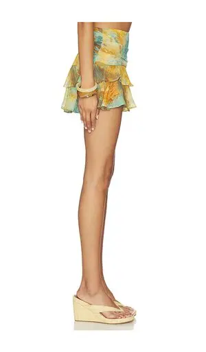 Misa Finn Ruched Tiered Mini Skirt