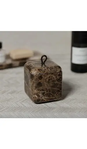 The Favorites Marble Lidded Vanity Jar In Marrã³n Emperador - Brown