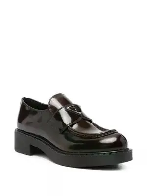 Prada Chocolate Brushed Leather Loafers