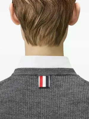 Thom Browne Rwb Stripe Ribbed Knit Sleeveless Top