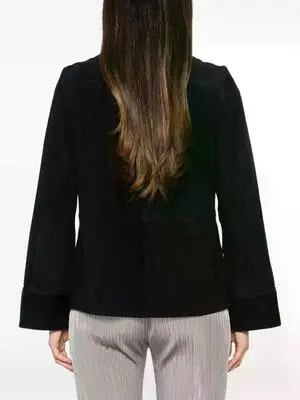 FORTE_FORTE Suede Mandarin-collar Jacket - Black