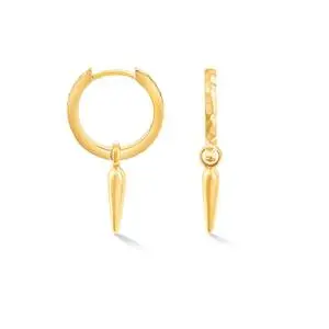 DOWER & HALL Hammered Raindrop Hoops - Gold
