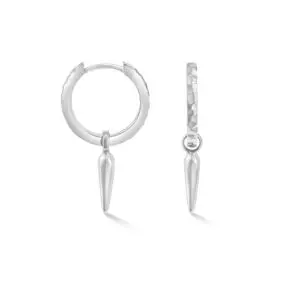 DOWER & HALL Hammered Raindrop Hoops - Silver