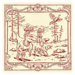 SQUAÏR Neutrals A Hunt Before Time Antique Claret Cotton Bandana - Red