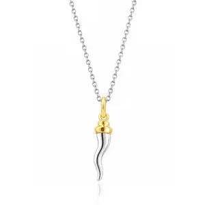 UNALOE Gold / Silver Two-tone Sterling Silver Italian Horn With Gold Plated Bowler Hat Necklace - Gold/silver