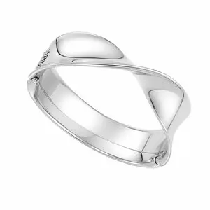 RARE MATTERS JEWELRY Modern Sculptural Stainless Steel Hinge Cuff Bracelet - Silver