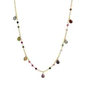 KARMA AND LUCK Sapphire & Tourmaline Necklace – Balance & Protection Gemstone Jewelry – Graceful Delight - Gold