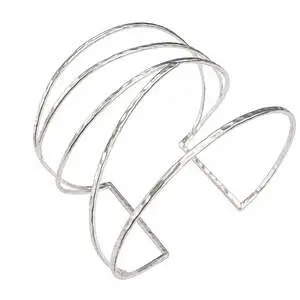 RARE MATTERS JEWELRY Organic Hammered Multi Wire Cuff Bracelet - Silver