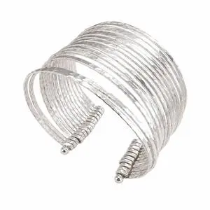 RARE MATTERS JEWELRY Hammered Wire Cuff Bracelet - Silver