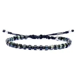 HARBOUR UK Orion Silver Rhyolite Rope Bracelet - Green