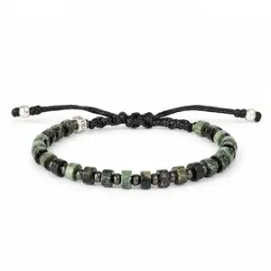 HARBOUR UK Orion Silver Rhyolite Rope Bracelet - Green