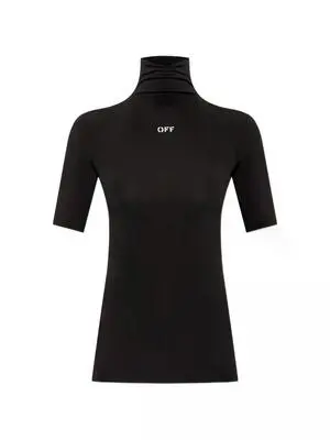 Off-White Logo-embroidered High-neck Top - Black