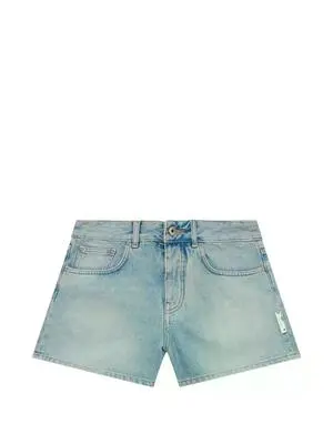 Off-White Logo Embroidered Denim Shorts - Blue