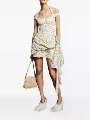 ALEMAIS Polka-dot Draped Mini Dress