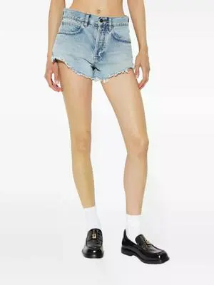 Balenciaga Distressed Frayed-edge Denim Shorts