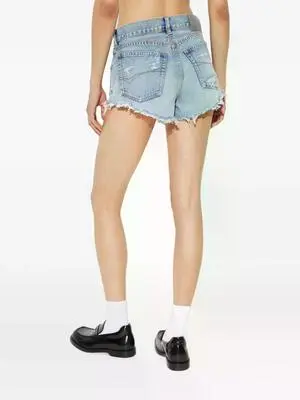 Balenciaga Distressed Frayed-edge Denim Shorts