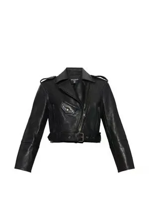 Balmain Belted Biker Jacket - Black