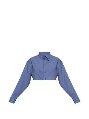 Balenciaga Cropped Long-sleeve Shirt - Blue