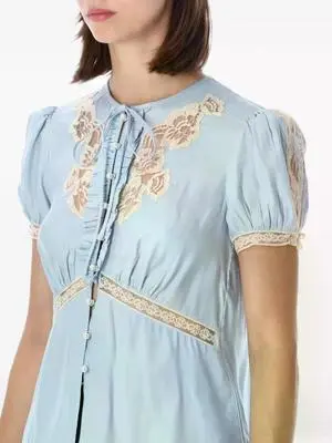 SELF-PORTRAIT Lace-trim Ruffled Blouse