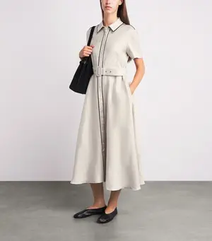 TOCCIN Linen-blend Jean Midi Dress
