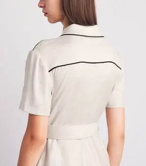 TOCCIN Linen-blend Jean Midi Dress
