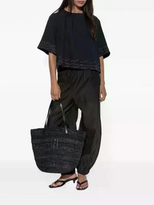 BY MALENE BIRGER Embroidered Linen Blouse - Black
