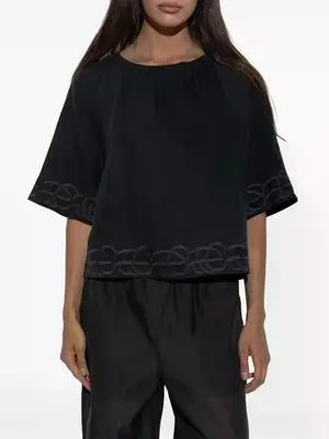 BY MALENE BIRGER Embroidered Linen Blouse - Black