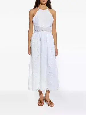 FRAME Broderie Anglaise Halterneck Midi Dress