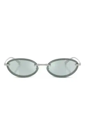 JIMMY CHOO Beaded Oval-frame Sunglasses - Silver