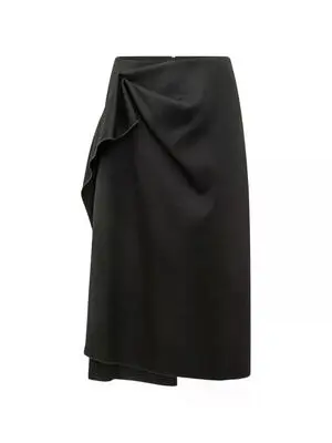 LANVIN Draped-effect Wool Midi Skirt