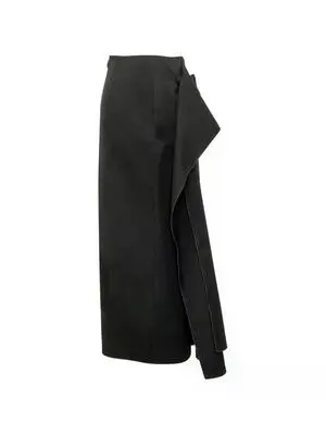 LANVIN Draped-effect Wool Midi Skirt