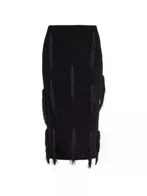IRO PARIS Fringed Ribbed-knit Skirt