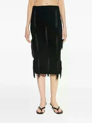 IRO PARIS Fringed Ribbed-knit Skirt