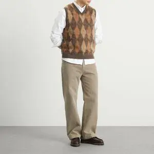 BEAMS Mohair Argyle Knit Vest