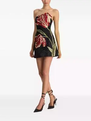 Alice + Olivia Katia Sequin-embellished Floral-embroidered Mini Dress