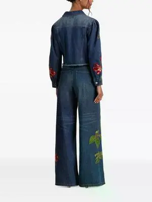 Alice + Olivia Amazing Floral-embroidered Jeans