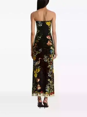 Alice + Olivia Strapless Floral Print Midi Dress