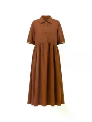 Herno Button-fastening Midi Dress - Brown