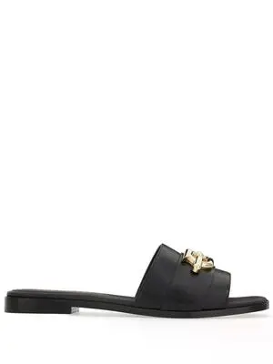FERRAGAMO Gancini-plaque Leather Slides