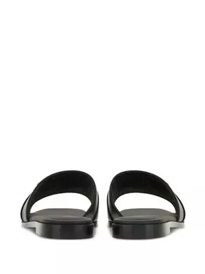 FERRAGAMO Gancini-plaque Leather Slides
