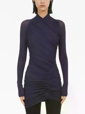 FERRAGAMO Ruched Long-sleeve Minidress
