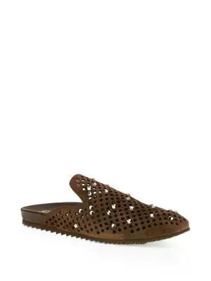 PEDRO GARCIA Braidy Crystal-embellished Perforated Flat Sandals