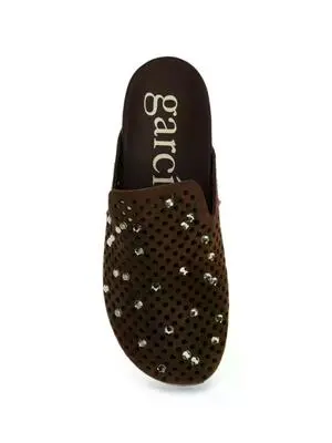 PEDRO GARCIA Braidy Crystal-embellished Perforated Flat Sandals