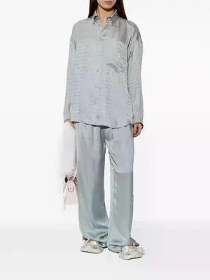Balenciaga Logo-print Wide-leg Trousers - Blue