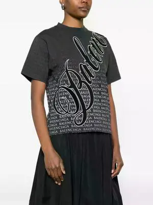 Balenciaga Short-sleeved Allover T-shirt - Black